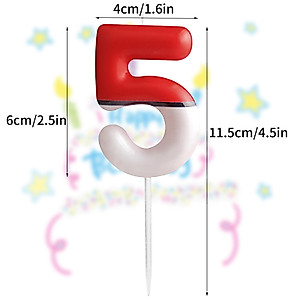 Zi Lan Cartoon Red White Birthday Cake Candle Anime Cartoon Number 7 Birthday Candles 7th Birthday Cake Topper for Cartoon Theme Party Anime Decorations Supplies Favors Gifts