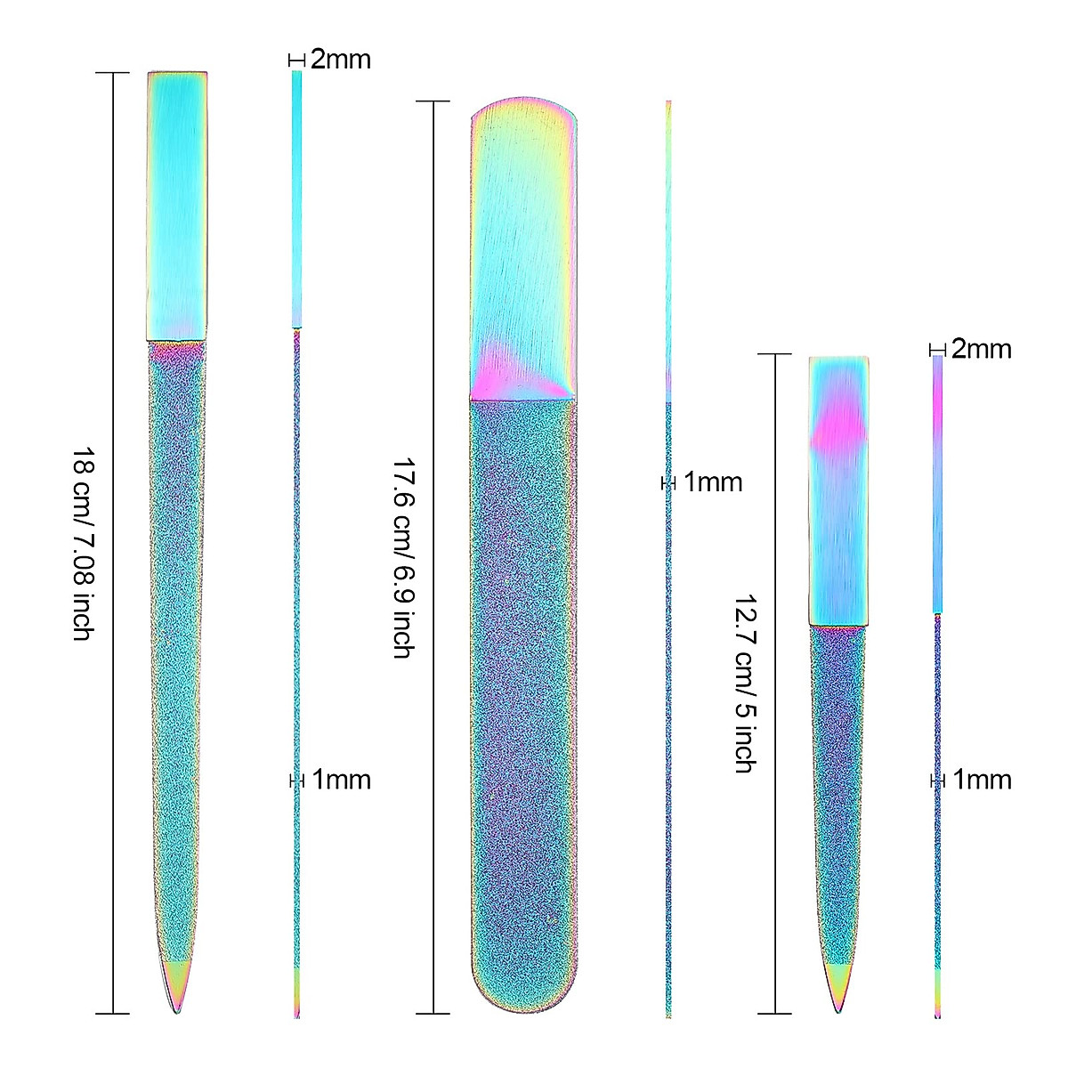 Mudder 3 Pieces Diamond Nail File Set for Women Men Stainless Steel Double Side Fingernail File Metal Sapphire Buffer Manicure Tool Natural Emery Boards Fingernail Care for Salon Home and Travel Use