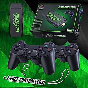 Nostalgia Stick Game, Nostalgiastick Wireless Retro Game Console Built In 20000+ Games, Plug & Play Nostalgia Stick 4K HDMI Output For Tv With Dual 2.4G Wireless Controllers, 32g/64g/128g Version 6.9