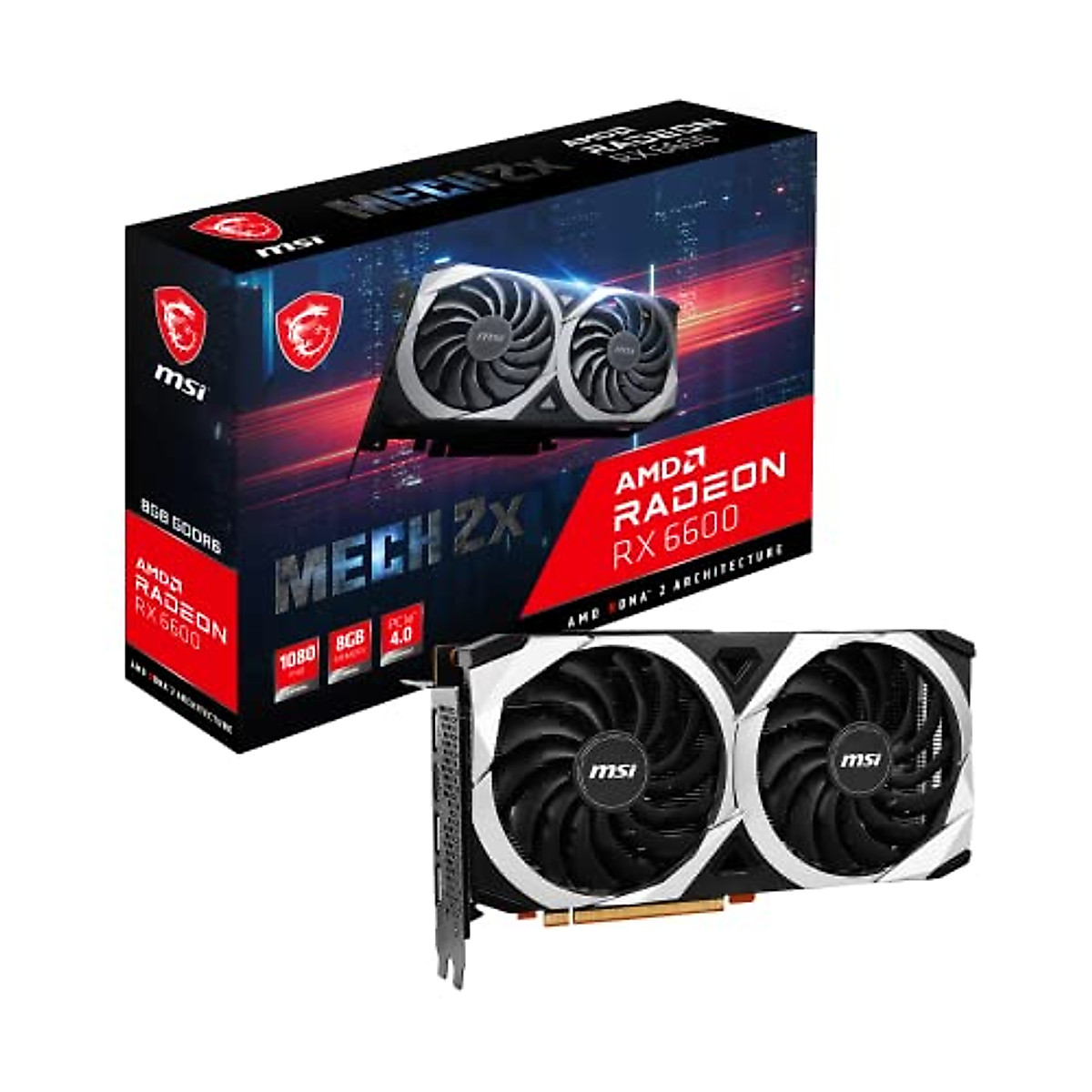 MSI Gaming AMD Radeon RX 6600 128-bit 8GB GDDR6 DP/HDMI Dual Torx Fans FreeSync DirectX 12 VR Ready Graphics Card (RX 6600 MECH 2X 8G)