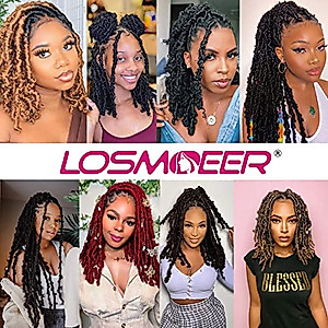 6 Packs Butterfly Locs Crochet Hair 10 Inch Pre-looped Bob Distressed Locs Soft Faux Locs Crochet Braids Butterfly Loc Twist Braiding Hair Synthetic Hair Extensions for Women(12Strands/Pack;T30#)
