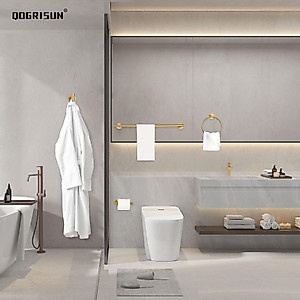 QOGRISUN Brass Towel Hook for Bathroom, Gold Coat Hook Door Hanger Towel Robe Hook Heavy Duty,Modern Brass Bathroom Accessories Wall Mounted, 1 Pack Brushed Brass