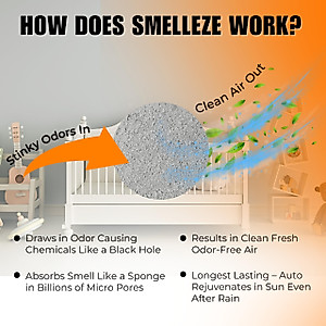 SMELLEZE Diaper Pail Deodorizer, Odor Eliminator for Diaper Pail, Baby Poop Deodorizer & Human Urine Odor Eliminator, Deodorizes Infant & Adult Diaper Pails - 2 lb. Granules