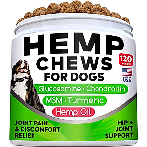 Salmon Oil Omega 3 for Dogs + All-Natural Hemp Chews and Glucosamine for Dogs - Advanced Hip & Joint Supplement + 32oz Fish Oil - Allergy Relief - Itch Relief, Shedding - Skin and Coat Supplement