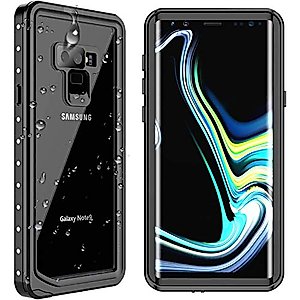SPIDERCASE for Galaxy Note 9: Waterproof, Shockproof & Snowproof Bumper Case (Black/Transparent)