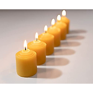 The Beeswax Co Votive Beeswax Candles - Natural Honey Scented - for Home - Long-Lasting & Eco-Friendly - Cotton Wick - Slow Burning - Hand Poured Pure Organic Bees Wax - Set of 24 Votives