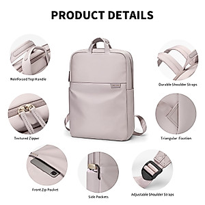 GOLF SUPAGS Travel Laptop Backpack for Women Anti Theft Slim Durable College Bookbag Business Computer Bag Fit 15.6 Inch Notebook (Pinkish Grey, 15.6 Inch)