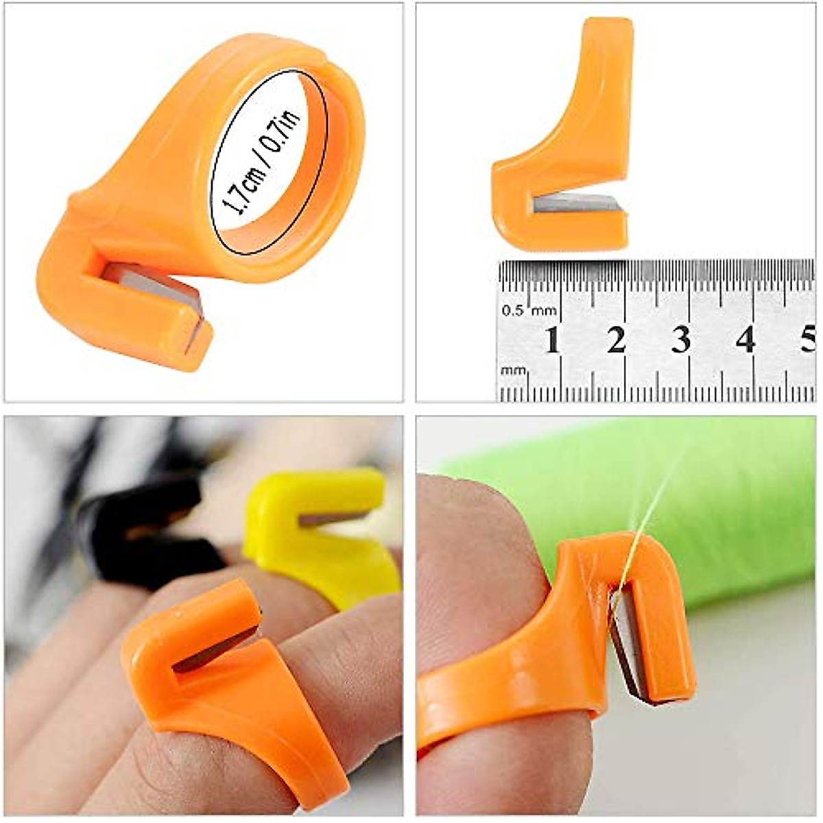 ISKYBOB Set of 9 Yarn Thread Cutter Rings Finger Blade Knife Embroidery Floss Remove Kit Plastic Cross Stitch Cutting Tools for Sewing, Knitting, Crafting