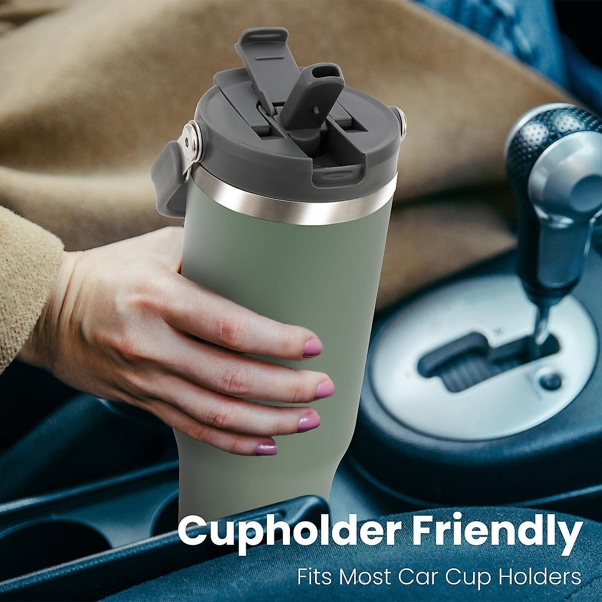 Riley Joy 32 oz 2.0 Stainless Steel Tumbler with Leak-Proof Lid and Straw, Double-Wall Vacuum Insulated Travel Mug for Coffee, Iced Tea, or Water - Ideal for Commutes and Outdoor