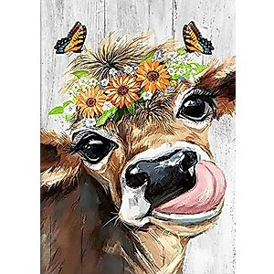 Highland Cow Cross Stitch Kits for Adults - Stamped Crossstitching Kits Preprinted 11 Count Cross-Stitch Kit for Beginner, 11CT Prestamped Easy Pattern Needlepoint Kits Crafts for Decor 11.8x15.7inch