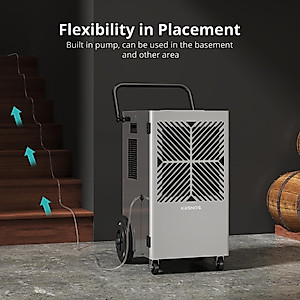 Kesnos 155 Pints Commercial Dehumidifier with Pump – Dehumidifier with Drain Hose and 24 Hr Timer in Large Space Up to 7500 Sq. Ft. – Ideal for Basements, Industrial Spaces and Job Sites