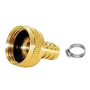 Joywayus 2Pcs 1/2" Barb x 3/4" Female GHT Thread Swivel Brass Garden Water Hose Pipe Connector Copper Fitting with Stainless Clamp House/Boat/Lawn/Power Wash/Irrigation