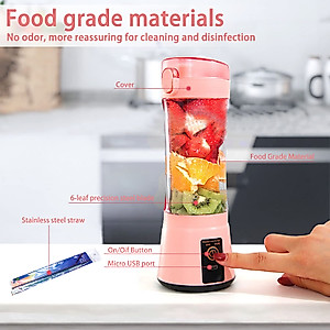 Lukern 13.5oz Portable Blender，Ideal for Travel, Home and Office Smoothies Personal Blender Mini Shakes Juicer Cup home，office，Outdoors.Multi-purpose USB Rechargeable with Protection Design