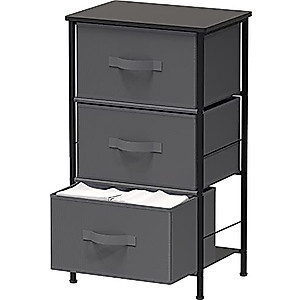 Simple Houseware Nightstands Dresser for Bedroom 3-Tier Organizer Drawer Storage Tower, Dark Grey