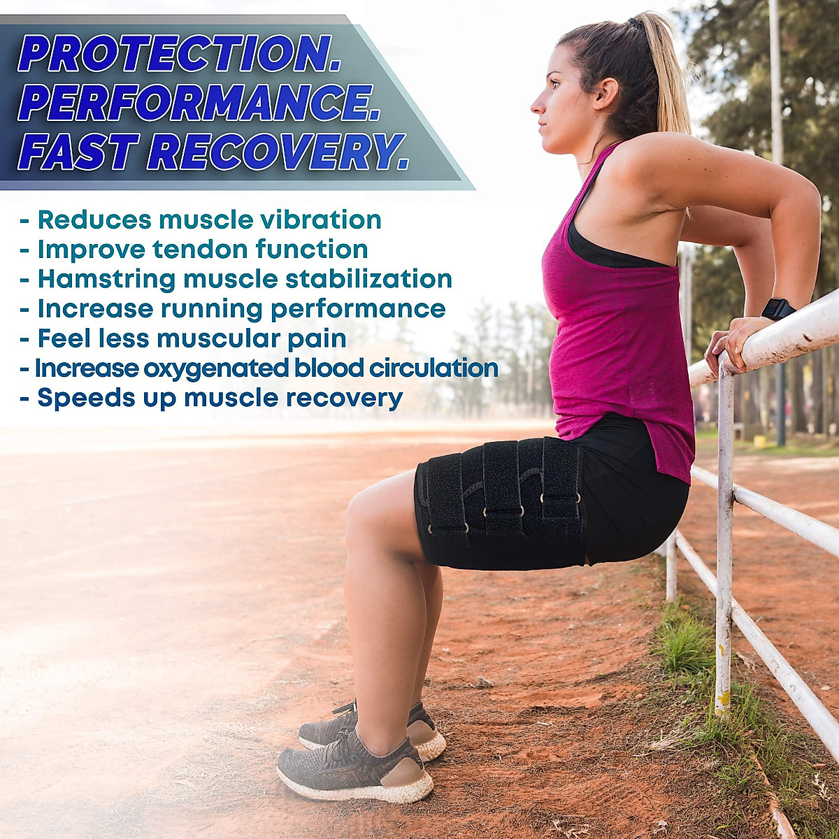 Hamstring Compression Sleeve Recovery Support – Non-Slip Groin Wrap for Adductor Tendonitis, Strain, Stiffness, Inflammation - Thigh Compression Sleeve Men Women – Thigh Braces for Thigh Pain