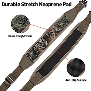 BOOSTEADY Two Point Gun Sling with Swivels,Durable Shoulder Padded Strap,Length Adjuster