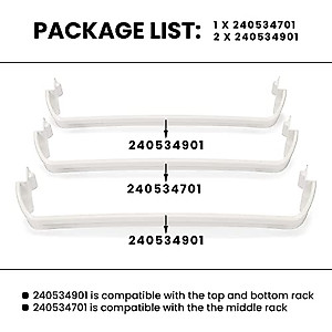 Replacement for 240534701(Middle) 240534901 Refrigerator Door Shelf Compatible with Frigidaire Kenmore Refrigerator Rack Bar Replacement for AP3214631 PS734936 948952 AP3214630 PS734935