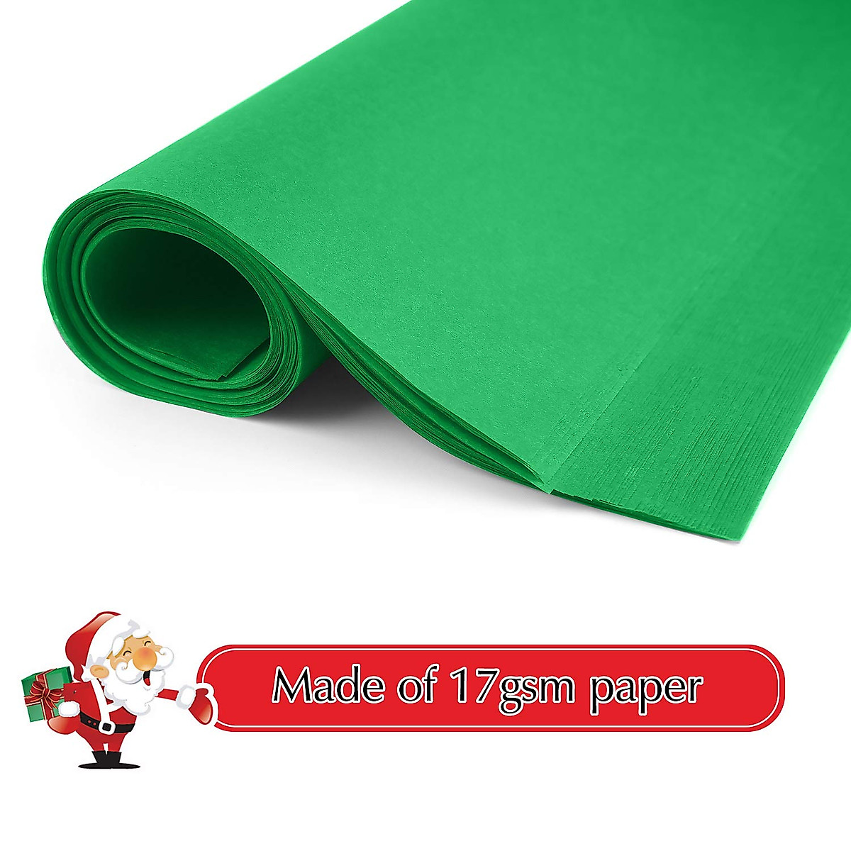 FEPITO 100 Sheets Green Christmas Tissue Paper Gift Wrapping for Xmas Wrapping Presents, Crafts(14 x 20 Inch)