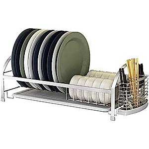 SDGH Stainless Steel Dish Rack - Kitchen Countertop Storage Dishes Drain Rack 55x26.5x19.7cm(LxWxH)