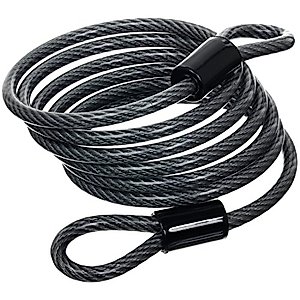 BRINKS - 6 ft x 1/4" Flexible Steel Loop Cable - Heavy Duty Vinyl Wrap for Corrosion Protection, Gray