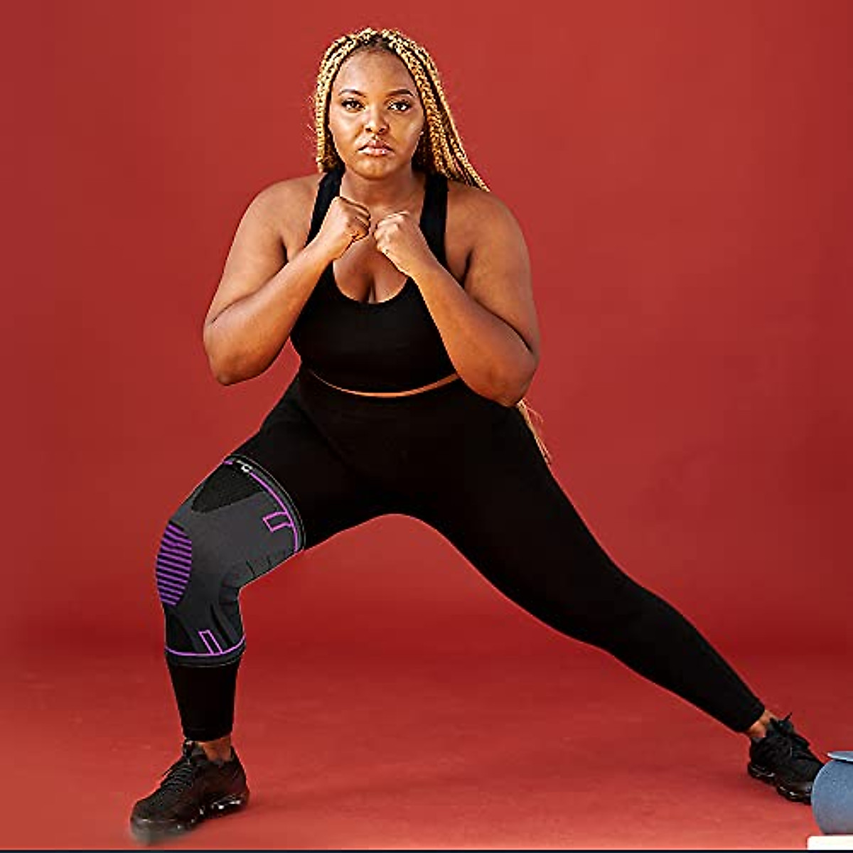 ArthritisHope Knee Compression Sleeve for Men and Women - Compression Brace for Meniscus, Arthritis Pain Relief & Joint Support. Boosts Circulation, Offers Comfort & Stability. Expanded Sizes for Plus-Sized Thighs & Large Legs (Purple, 6XL)