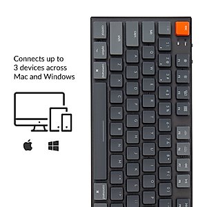 Keychron K1 RGB Hot-swappable Tenkeyless Layout Ultra-Slim Wireless Bluetooth/Wired USB Mechanical Keyboard for Mac Windows with Low-Profile Keychron Optical Red Switch Full Aluminum - Version 5