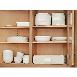 Covermates Keepsakes - Adjustable Glassware Storage - Padded Protection - ID Window - Stain Resistant - Machine Washable - China Storage-Cream