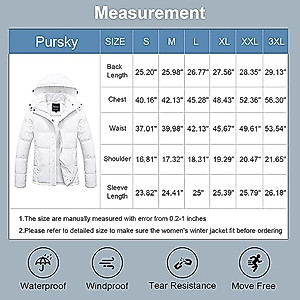Pursky Women's Winter Coats Lightweight Long-Sleeve Full-Zip Water-Resistant Packable Hooded Puffer Jacket White 2XL