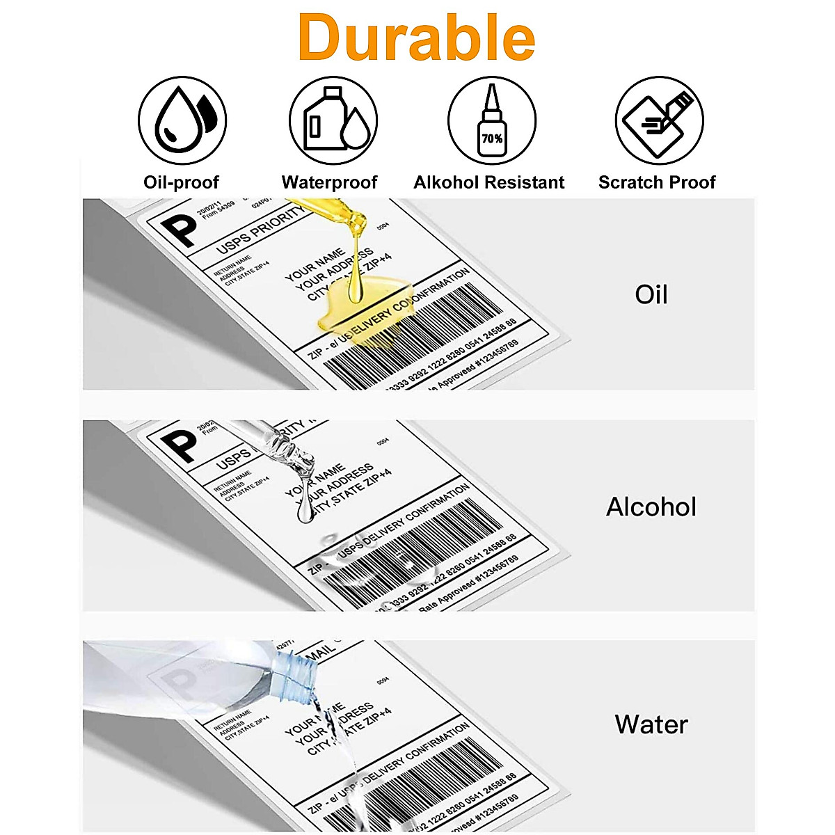 LabelMore 4x6 Thermal Shipping Labels, 2000 Fanfold Thermal Printer Labels with Perforations, White Mailing Postage Labels Compatible with Rollo, Zebra Thermal Printer, Smoothly Printing