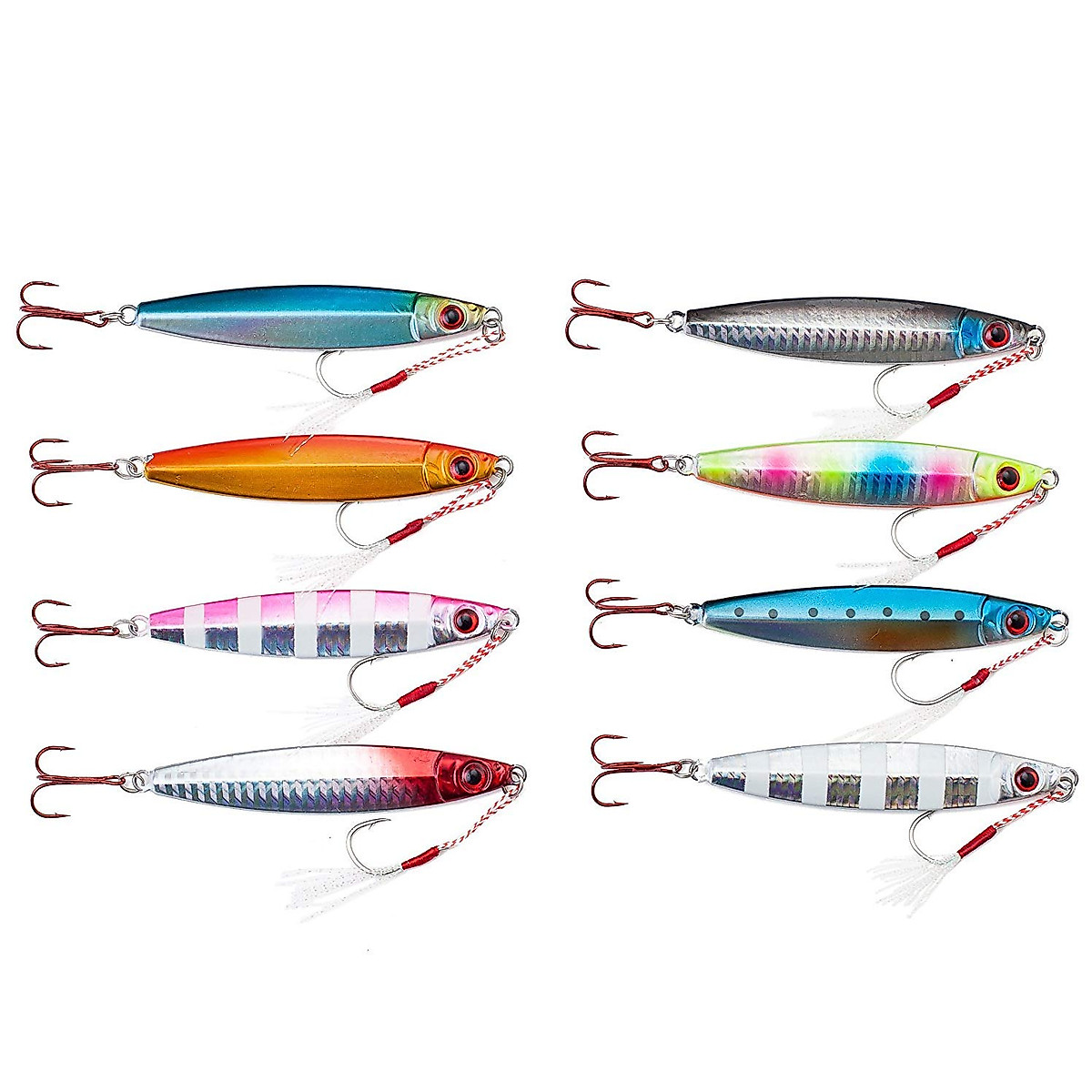 orurudo 8pcs 0.70 oz (20gram) Jig Saltwater Fishing Lure Metal jigs Long Cast Jigging qb100137a00n0