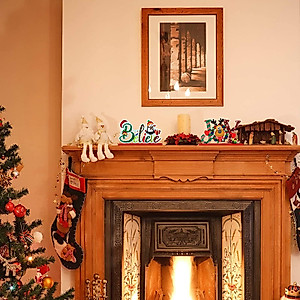 Blulu 3 Christmas Decorations Indoor Christmas Centerpieces for Tables Merry Christmas Tabletop Wooden Sign Snowman Farmhouse Centerpieces for Christmas Xmas Holiday Party Indoor Decor(Chic Style)