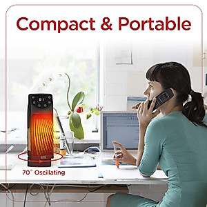 BLACK+DECKER Oscillating Space Heater, Portable Heater with Remote Control, Ceramic Small Space Heater with Two Heat Settings & LED Display, Small Heater 1500W