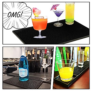 Bar Mat 4Pack IMIYOKU 0.4" Thick Durable Bar Mat for Spills Service Mat for Coffee Bars Restaurants and Counter Top Dish Drying Mat Glass Drying Mat (Black 1PC/18" x 12" +1PCS/23" x 3" +2PC/12" x 6")