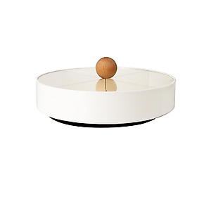 Creative Dried Fruit Plate 4 Compartment, Multipurpose Accessory with Clear Lid Serving Trays Storage Box for Party Living Room Kitchen, Home, White(with Base)