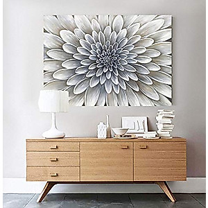 Yihui Arts White Flower Canvas Wall Art Painting Hand Painted Floral Canvas Pictures Aesthetic Botanical Artwork for Bedroom Living Room Bathroom Decoration