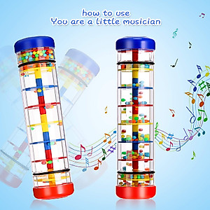Skylety 8.3 Inch Rain Stick Rainmaker for Baby Toddler Rattle Tube Shaker Sensory Auditory Musical Instrument Plastic Rainstick Toy for Boys and Girls