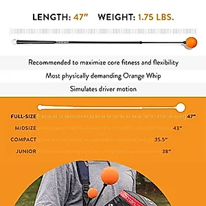 Orange Whip Golf Swing Trainer Aid, Patented Counterbalanced Golf Swing Aid, Made in The USA, 47"