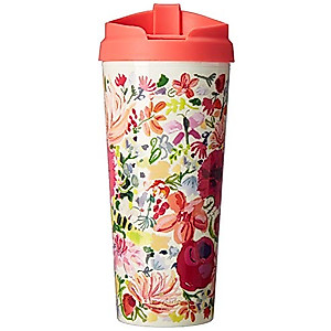 Kate Spade New York 16 Ounce Insulated Travel Mug, Floral Double Wall Thermal Tumbler for Coffee/Tea, Dahlia