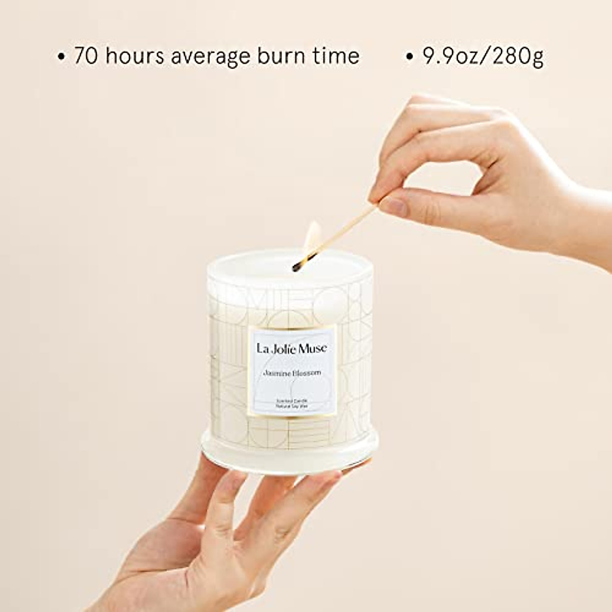 LA JOLIE MUSE Candles Gifts for Women, Candles for Women with Gift Box, Jasmine Scented Candle, Candles for Home Scented, Natural Soy Candles, 70 Hours 10 oz