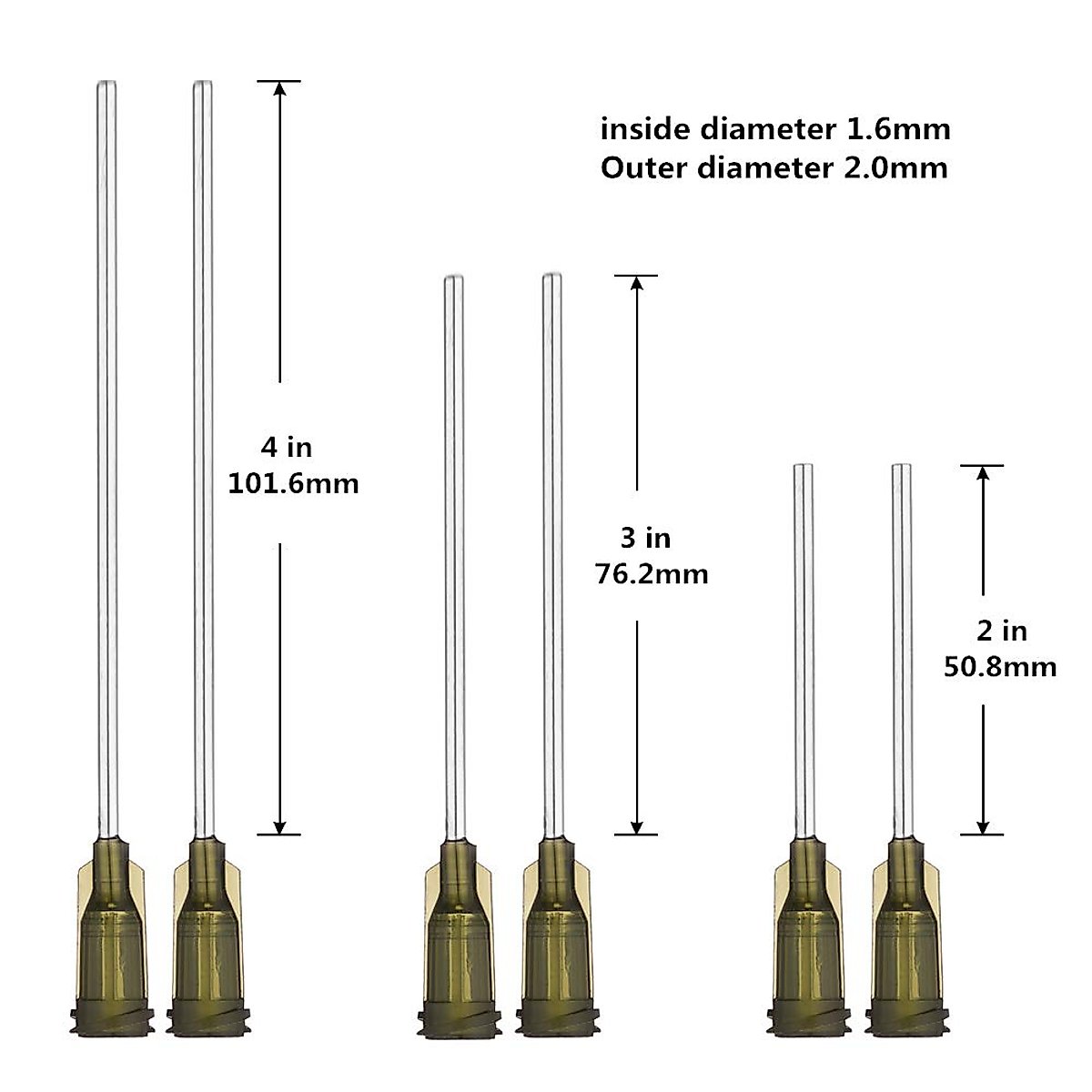 6 Pack 100ml Syringes with 14G 4.0" 3.0'' 2.0" Blunt Tip Needles and Storage Caps(Luer Lock), Plastic Reusable Syringe for Glue Applicator, Oil Dispensing Multiple Uses