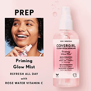 COVERGIRL Clean Fresh Skincare Priming Glow Facial Mist with Rose Water and Vitamin C, 3.3 Fl Oz