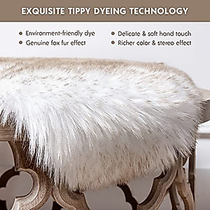 Phantoscope Faux Fur Rug, Fluffy Soft Faux Fox Fur Area Rugs for Bedroom Livingroom Kids Room Decor,Shaggy Fur Rugs Anti-Skid, White Brown, 2 x 6 Feet