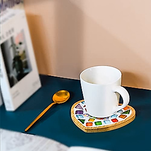 DIY Mosaic Bamboo Coasters, Blank Base Trays, Drinking Cup Coaster, Plant Coaster, Art Plate (6 Pack, Mosaic Tiles not Included)