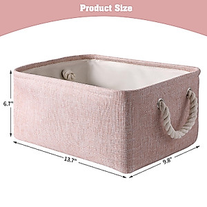 SAMORADREA 8 Pack Decorative Baskets Storage Box Cubes Containers Storage Basket Bins Fabric Baskets W/Handles for Shelves Clothes Office, Bedroom, Parlor, home, Garage (Pink)
