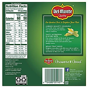 Del Monte Fresh Cut Golden Sweet Whole Kernel Corn With No Added Salt 4-15.25 Oz. Can, 15.25 Oz