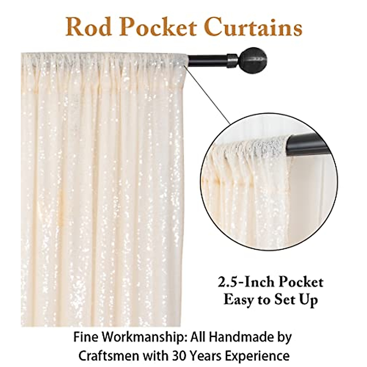 ShiDianYi 4FTX6FT-Ivory-SEQUIN Photo Backdrop, Beige Wedding Photo Booth, Photography Background Ivory Sequin Backdrop Curtain Glitter Backdrop for Parties