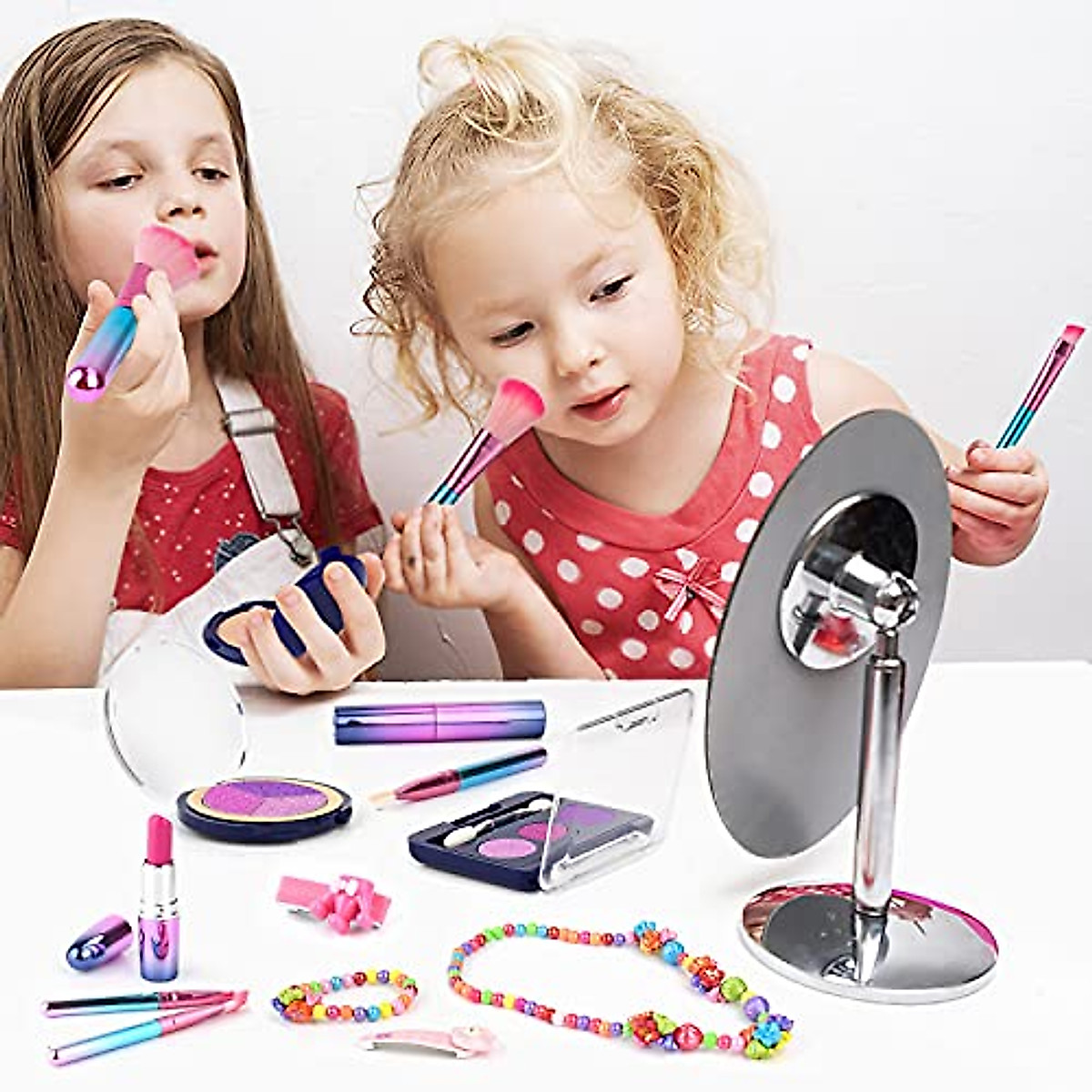 balnore 27 Pcs Girl Pretend Makeup for Toddlers - Toddler Makeup Kit with Purse | Pink Make up for Kids, Birthday for Girls 3 4 5 Years Old