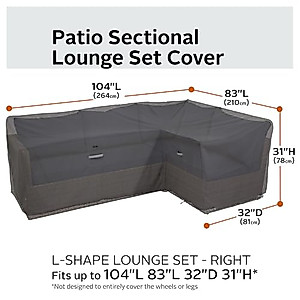 Classic Accessories Ravenna Water-Resistant 104 Inch Patio Right Facing Sectional Lounge Set Cover, Patio Furniture Covers
