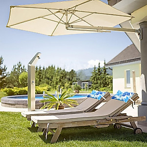 JMGBird Outdoor Pillow for Chaise Lounge Chair Set of 2 Waterproof Headrest Pillow Lumbar Pillows with Insert & Adjustable Elastic Strap for Beach Poolside Patio Office, 10x16 Inch