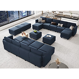 Belffin Modular Sectional Sofa with Ottomans Velvet Oversized U Shaped Sofa Couch with Storage Seats Sofa Set with Reversible Chaise Velvet Blue…